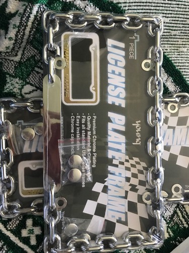 Custom Accessories 92550 Chrome Round Chain Link License Plate Frame ...