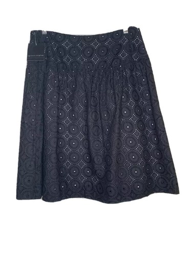 Apostrophe Skirt Womens 8 Black A Line Knee Length Lined Eyelet 100% ...