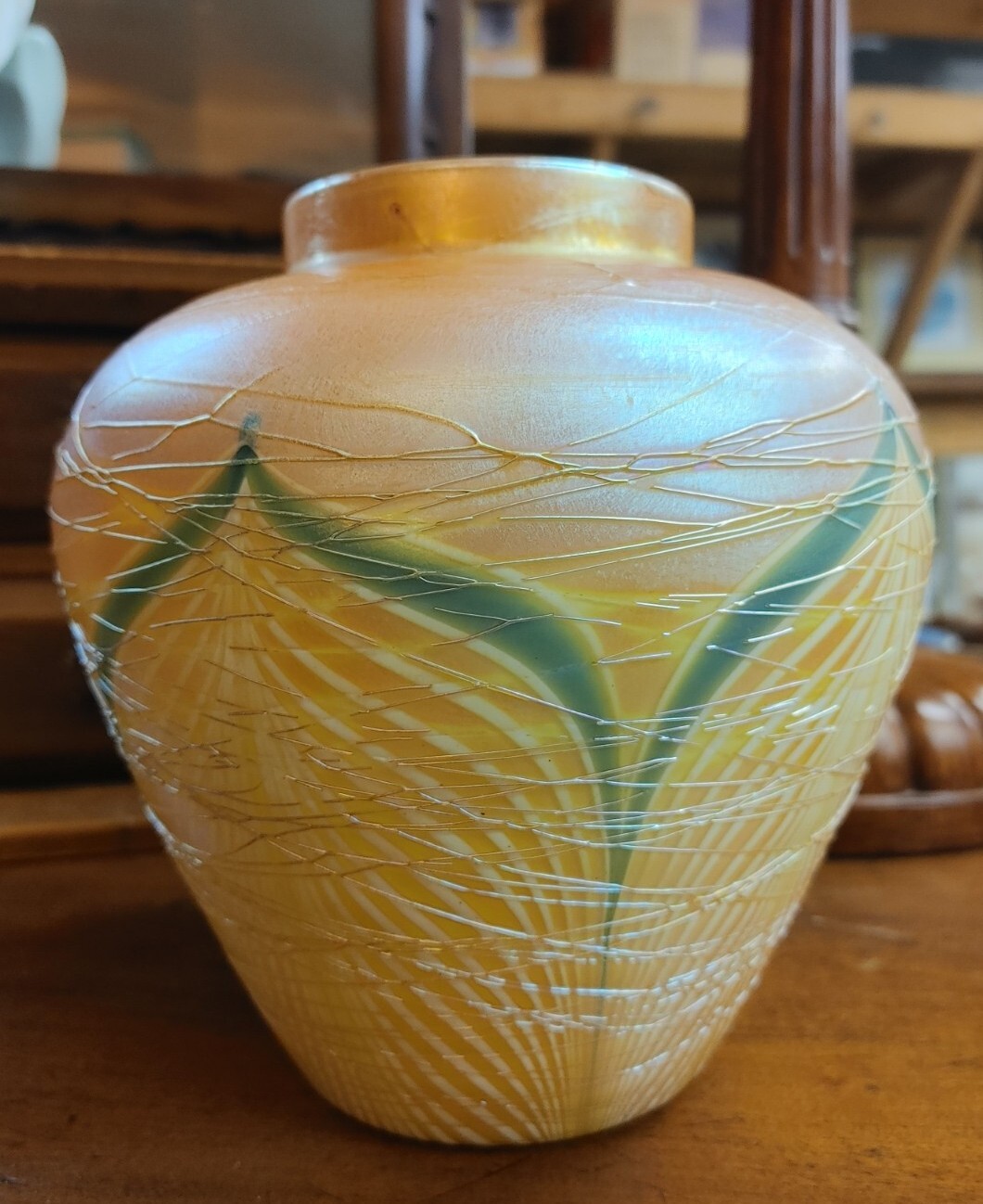 Rare Victor Durand Feather Glass Threaded Art Vase | eBay