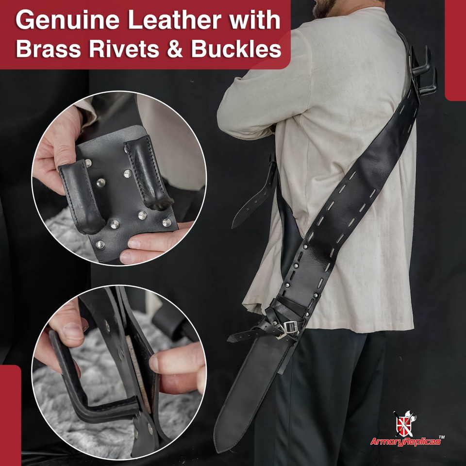 Medieval Sword Holster Genuine Leather Shoulder Belt Baldric for ...