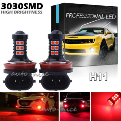 2X H11 H8 H9 Fog Light Driving Bulb High Power Projector LED Red DRL ...
