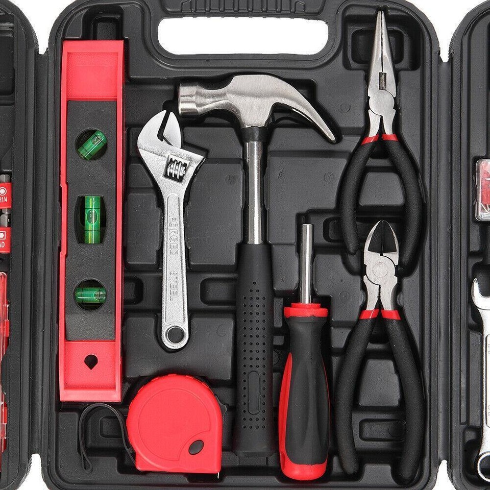 136pcs Red Tool Set Household Tools Kit Box Mechanics Women Ladies with ...