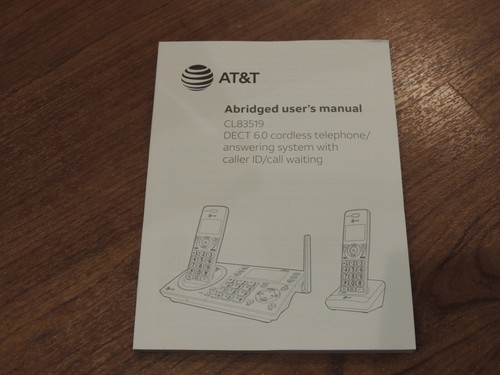 Genuine AT&T Abridged User's Manual Guide for CL83519 Phone System ...
