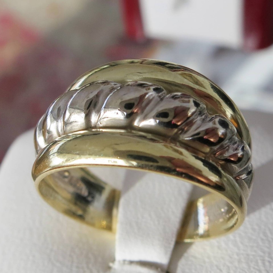 Milor Italian vintage 14k multi tone gold size 6 swirl rope design ring ...