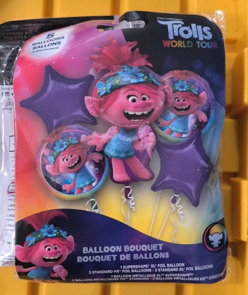 Anagram 5 Balloons Bouquet DreamWorks Trolls World Tour Theme | eBay