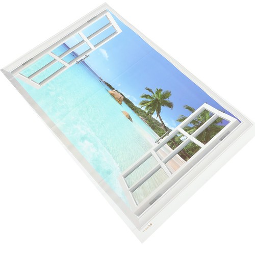 3 D Wall Decals Living Room Peel and Stick Fake Window Beach Sticker ...
