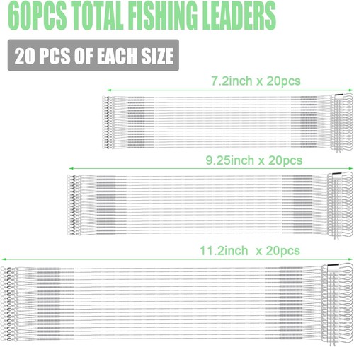 60pcs Fishing Tackle Leaders, Stainless Steel Leader Line Wire Silver ...