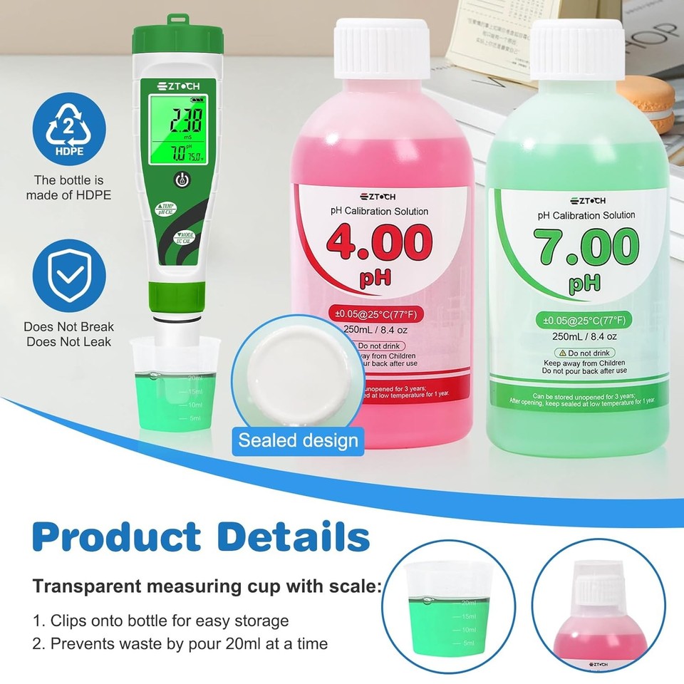 pH Calibration Solution 4.00+7.00, 250 ml (8.4 fl.oz) Each: pH 4.00 Buffer, pH 7 | eBay