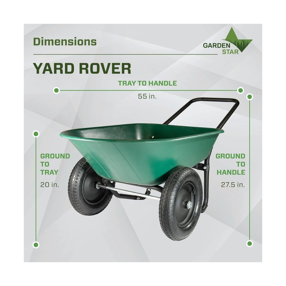 70007 The Original Yard Rover Dual-Wheel Home Garden Wheelbarrow Cart ...