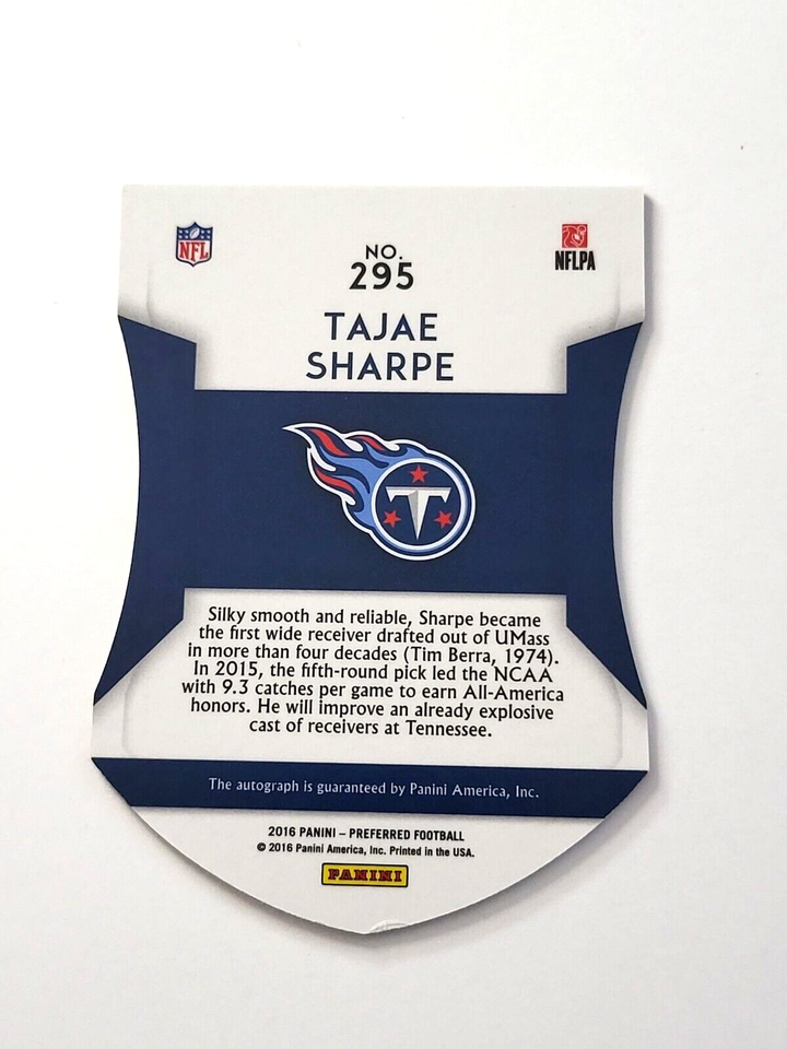 2016 Panini Preferred Tajae Sharpe #295 Color Guard Rookie Autograph ...