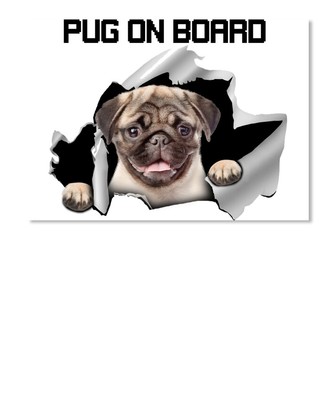 Pug On Board Sticker - Landscape | eBay