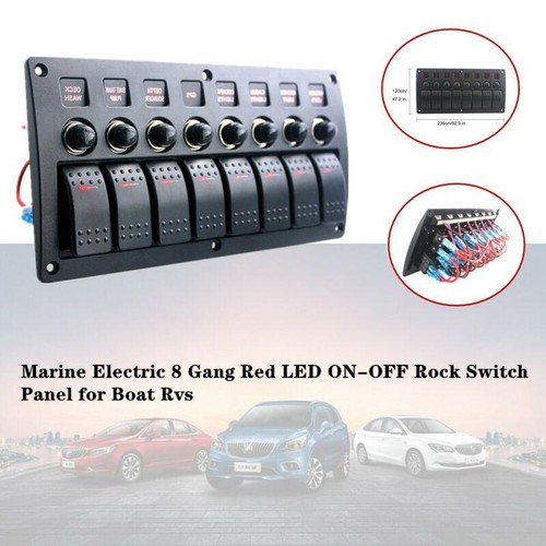 8 Gang Rocker Switch Panel Car Marine Boat Houseboat Circuit Led ...