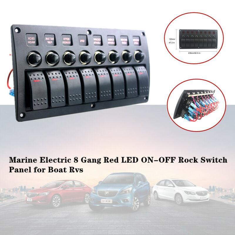 8 Gang Rocker Switch Panel Car Marine Boat Houseboat Circuit Led ...