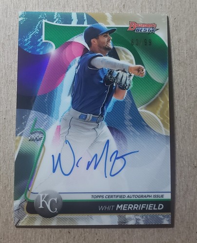 2020 Bowman's Best of 2020 Green Refractor Whit Merrifield Autograph ...