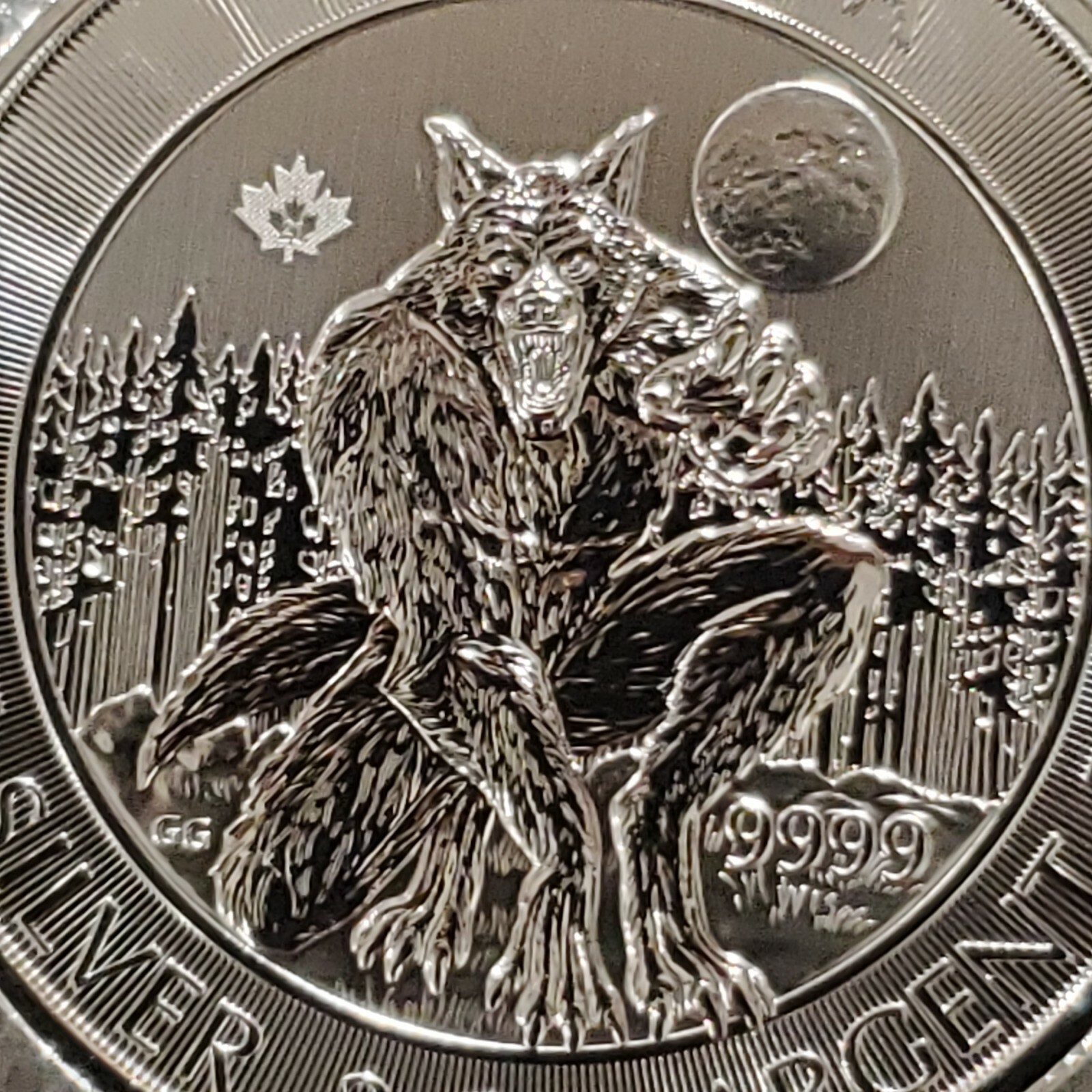 2 oz .9999 Silver Coin Canadian Creatures of the North WEREWOLF BU Myth ...