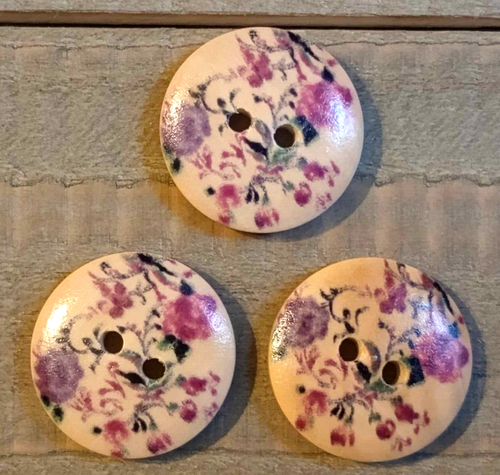 3 Flower Sewing Buttons Crafting Wood 2 Hole 3/4 Inch | eBay