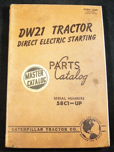 Caterpillar CAT DW21 Tractor Parts Manual Direct Electric Start S/N ...