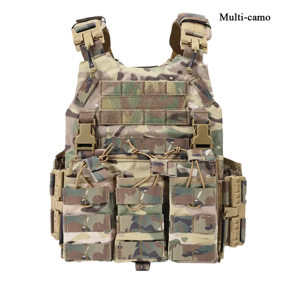 Tactical Nylon Vest with Quick Release Security Molle Multi-Camo Plate ...