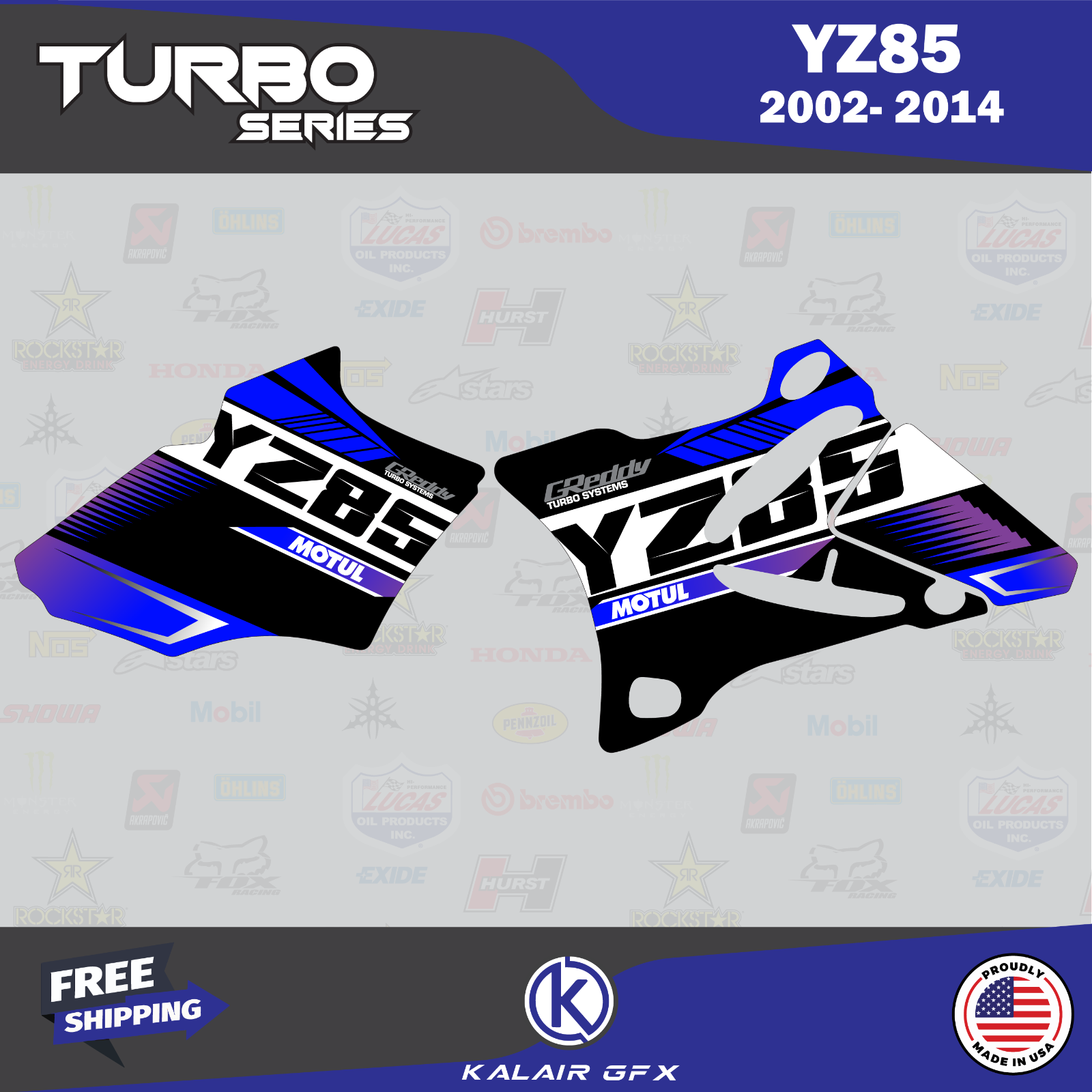 Graphics Kit for Yamaha YZ85 (2002-2014) YZ 85 Turbo Series - Purple ...