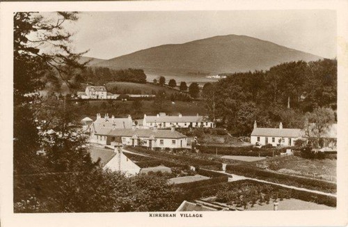 REAL PHOTOGRAPHIC POSTCARD OF KIRKBEAN VILLAGE, KIRKCUDBRIGHTSHIRE ...
