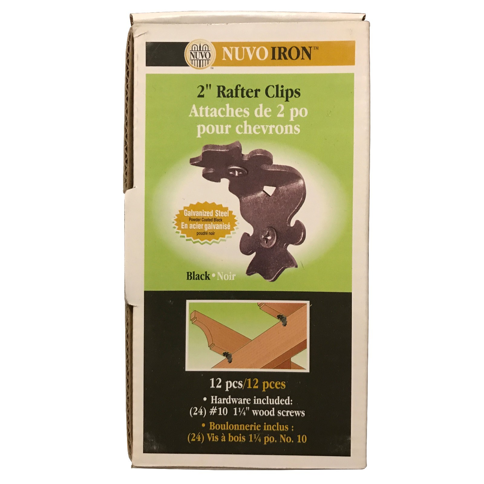 Nuvo Iron 2" Ornamental Rafter Clips RC2 (1.5" x 1.95") 12pcs - Black ...
