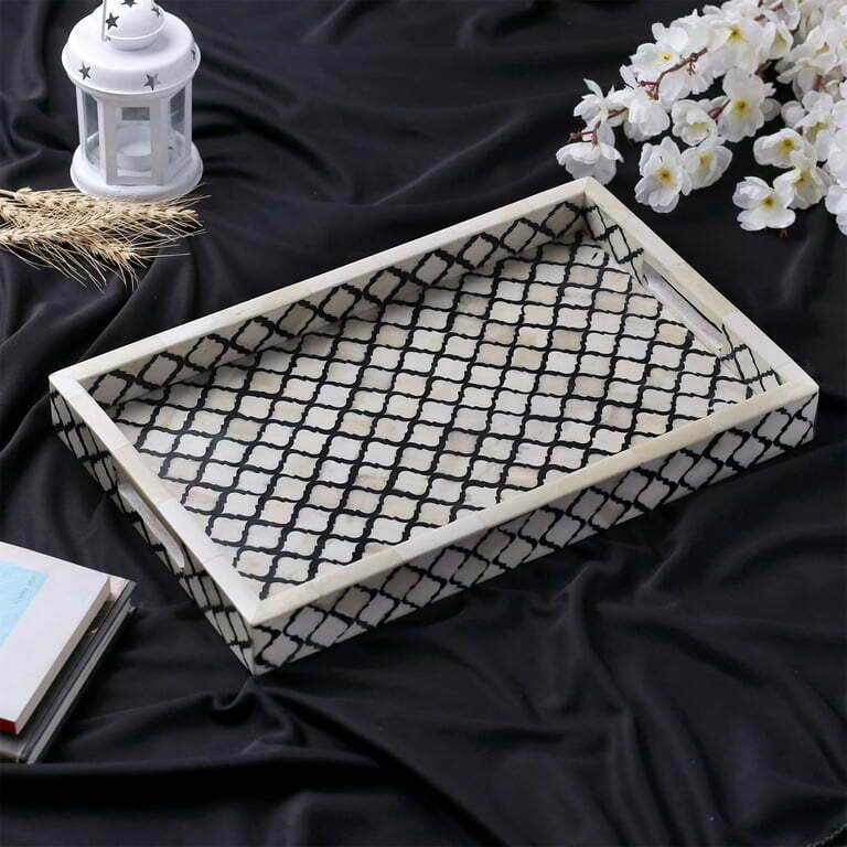 Handcrafted Breakfast tray Handmade Bone Inlay Decorative trays ...