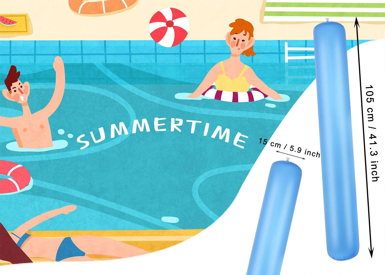 Pool Inflatable Sticks 2Pcs 41.3 Inch Giant PVC Blow up Pool Noodles ...