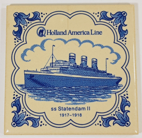 Holland America Cruise Line SS Statendam II 1917-1918 Delft Tile ...