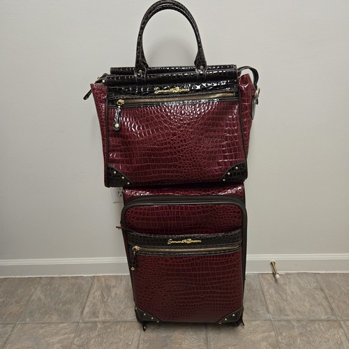 Samantha Brown Croc Embossed 2 Pc Carry On Luggage Travel Bag Suitcase ...