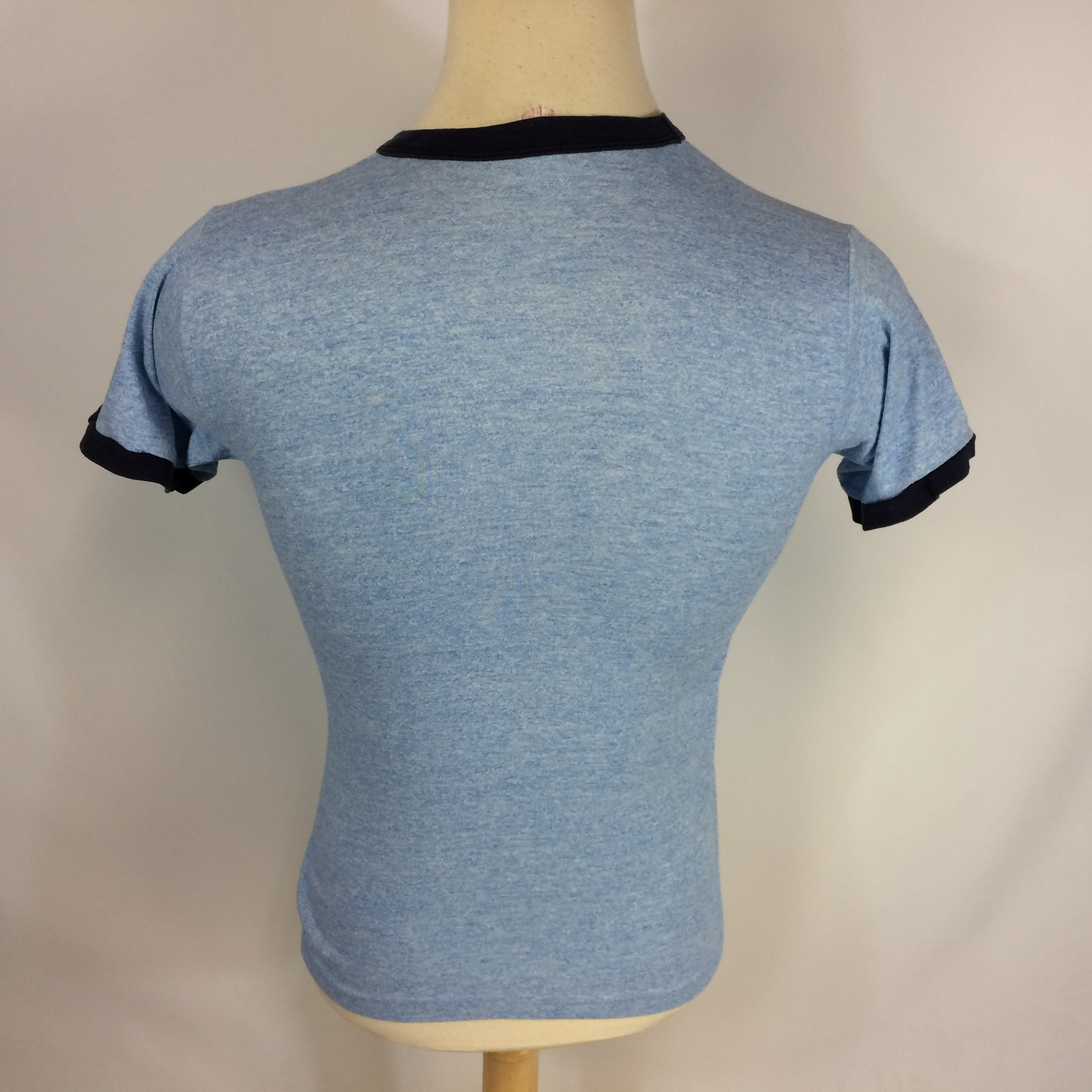 Vintage 70s 80s Heather Blue Ringer T Shirt Rayon Thin Ensign Bickford ...