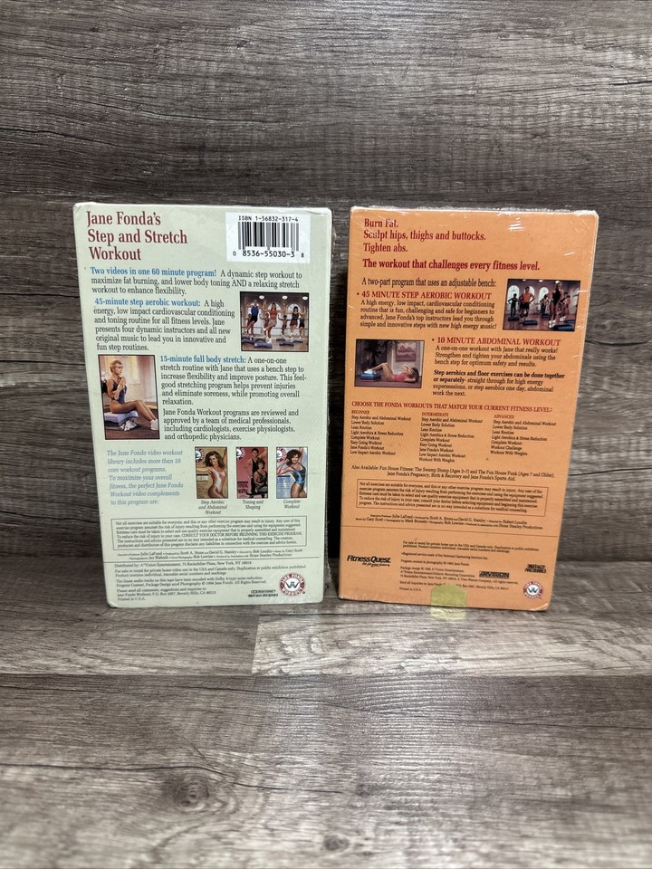 Jane Fonda Step and Stretch Workout & Step Aerobic And Abdominal VHS ...