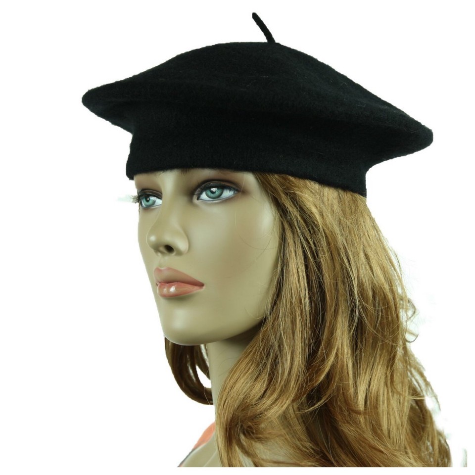 Unisex Wool French Beret Hat Classic Artist Hats Casual Plain Beanie ...