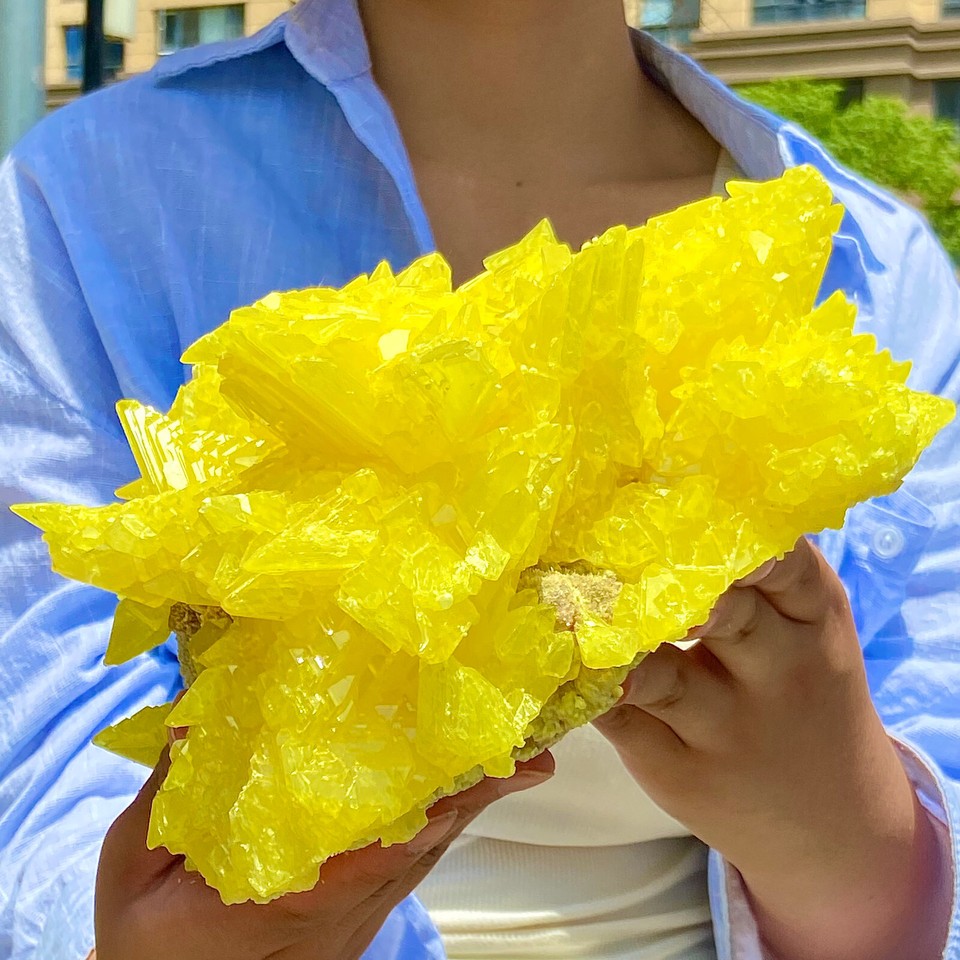 5.68LB Rare natural sulfur crystals - bright yellow collected mineral ...