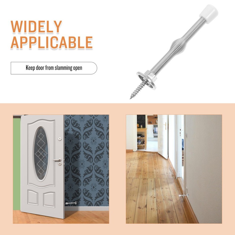 2 Pcs Metal Spring Door Stopper Flexible Door Protector Door Stop ...