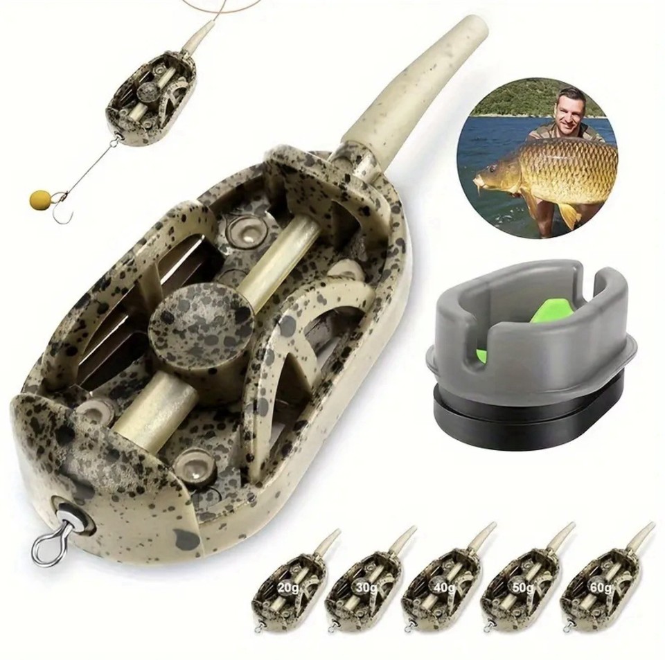 Fishing in line Korum Style Method Feeders X 5 20,30,40,50,60g + Mould ...