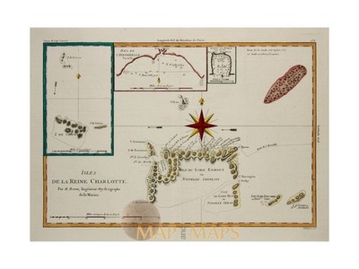 Solomon Islands from Cook’s Voyages antique Pacific Map by Rigobert ...