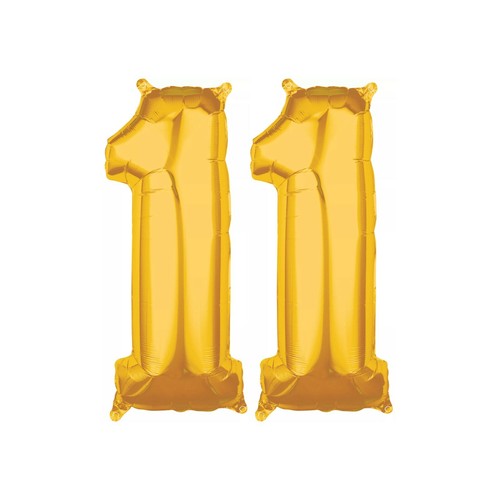GOLD NUMBER 11 JUMBO BALLOON 11TH BIRTHDAY 66CM DECORATIONS PARTY ...