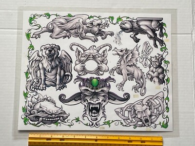 Vintage Art Tattoo Flash Sheet Slave to the Needle Aaron Bell /T320 | eBay