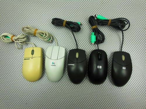 Lot of 5 - HP Compaq Logitech Microsoft PS/2 PS-2 Mouse Black Beige ...