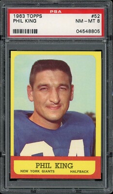 1963 Topps Football #52 Phil King PSA 8 | eBay