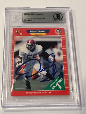 DERRICK THOMAS Signed 1989 PRO SET Card #498 Beckett Authenticated BAS ...