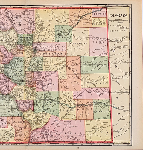 1908 COLORADO State Map ORIGINAL (20x13) County Townships Railroads ...