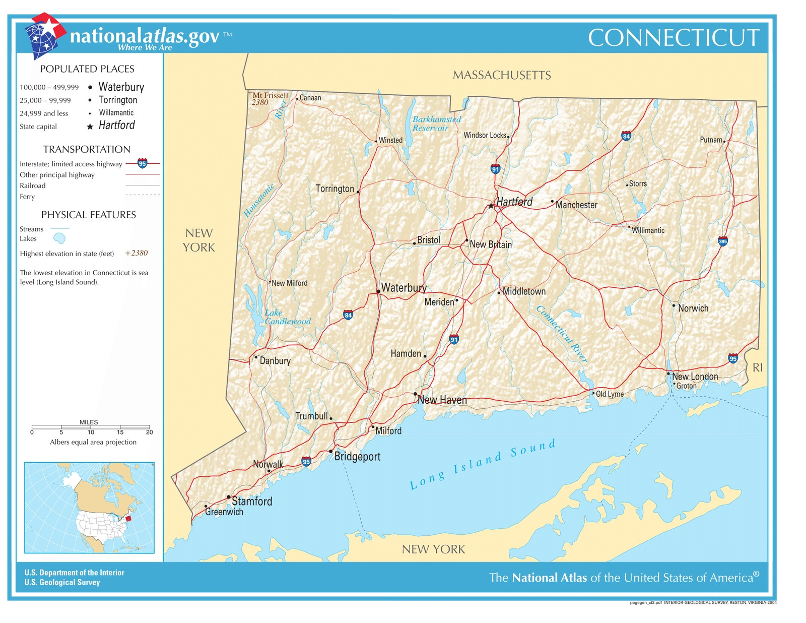 Connecticut State Reference Laminated Wall Map | eBay