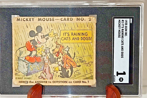 1935 Mickey Mouse #2 Gum Inc Card Type II SGC Graded It's Raining Cats ...