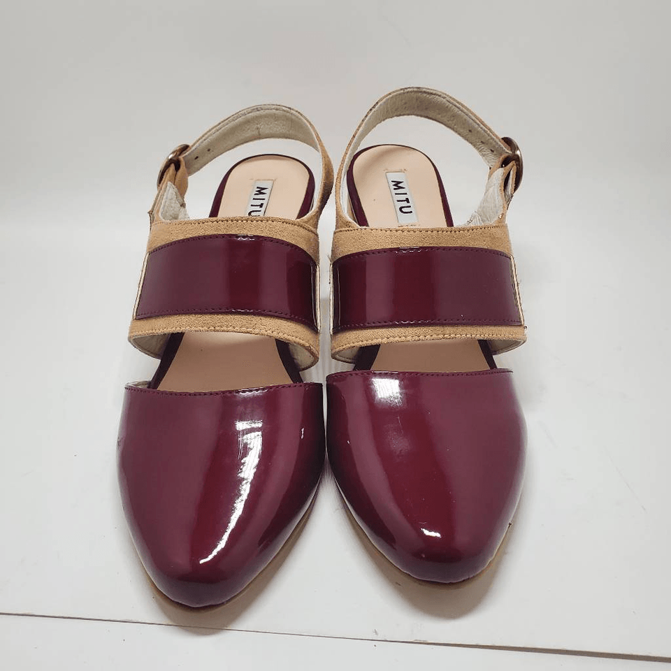 Mitu Calzado Women's Mexican Made Red Tan Wooden Heel Heart Cutout ...