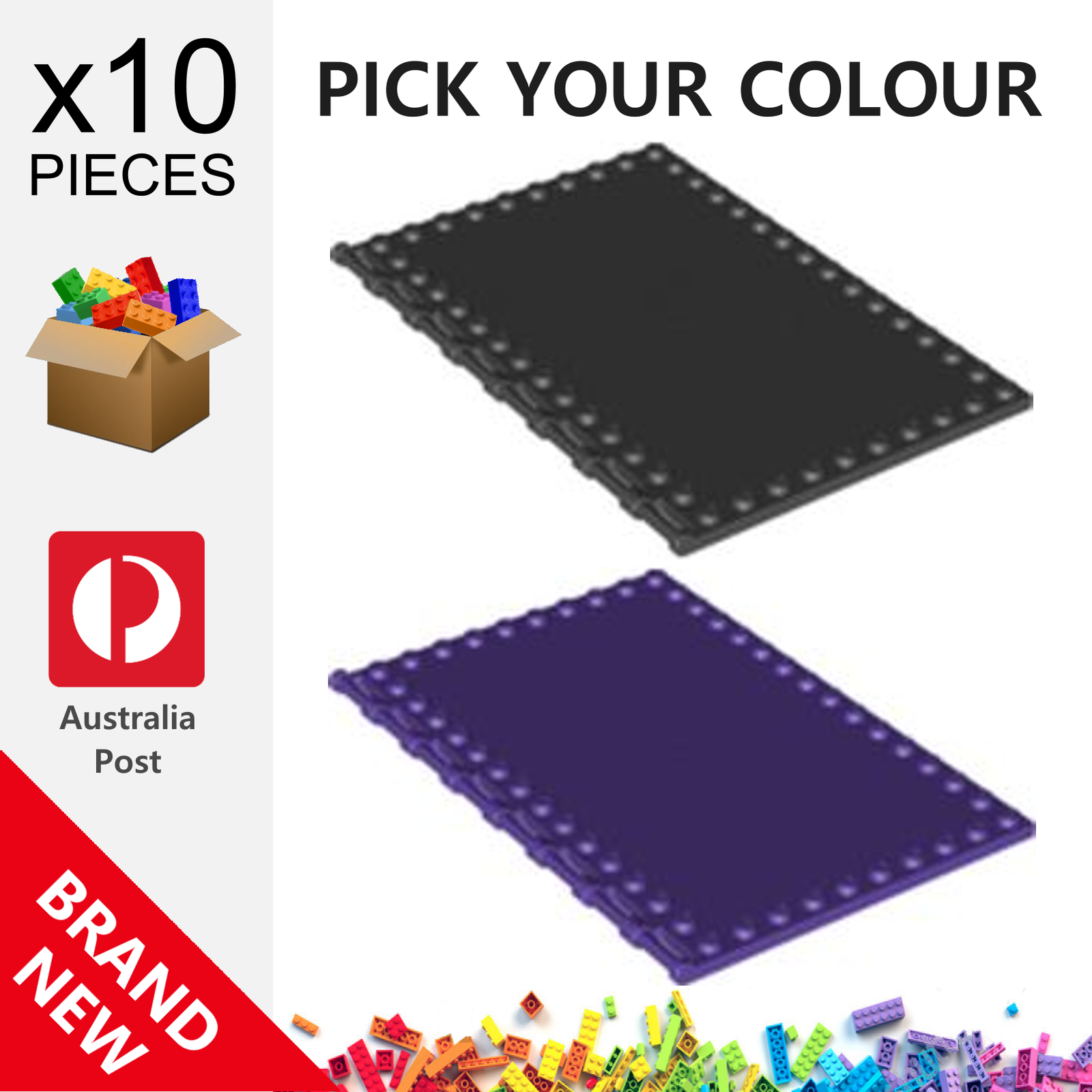 10x Genuine LEGO™ - Modified 10 x 16 with Studs on Edges Tiles - 69934 ...