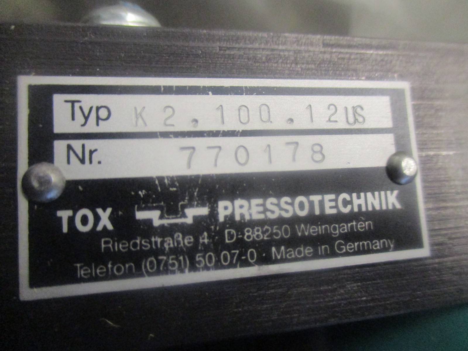 TOX-Pressotechnik TOX-Powerpackage: K 02.100.12US Cylinder New Old Stock