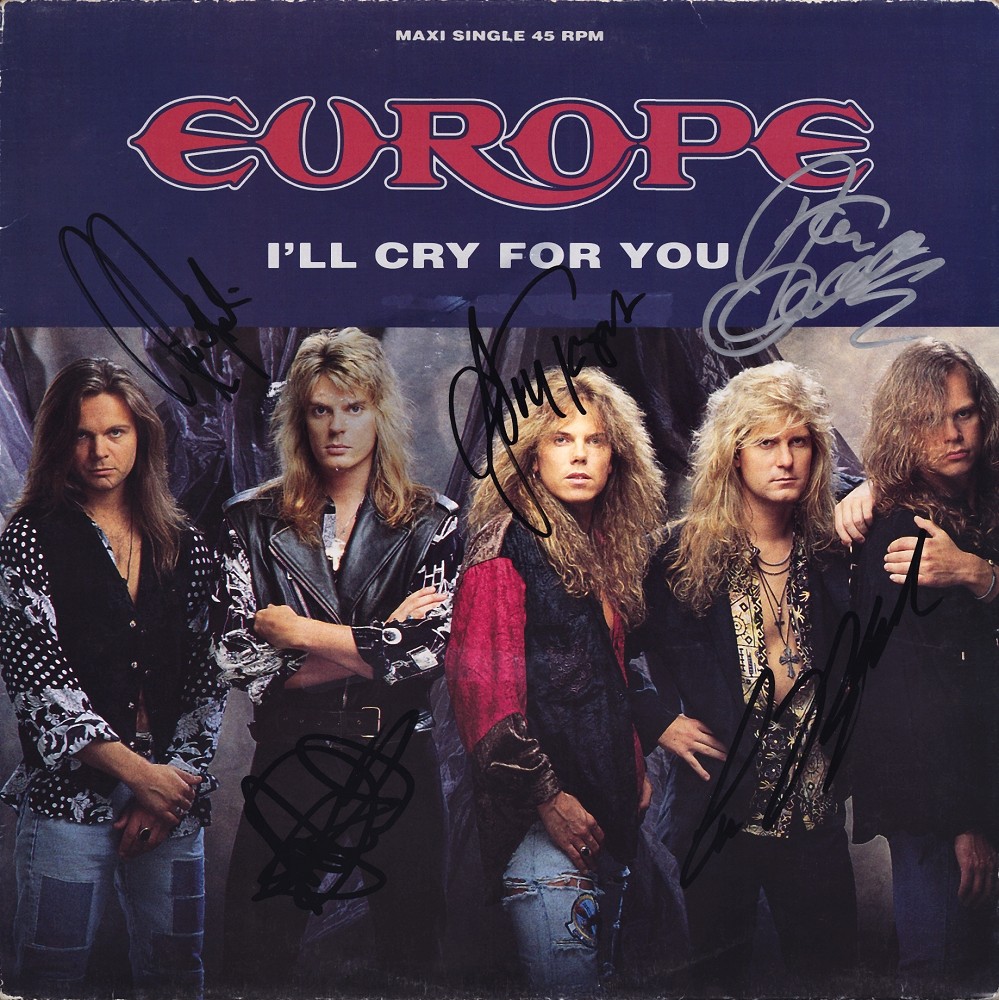 EUROPE I'll Cry for You FULLY SIGNED VINYL 12" Tempest Final Countdown ...