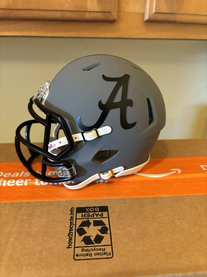 Alabama Crimson Tide Mini Football Helmet Custom Matte Gray & Black ...