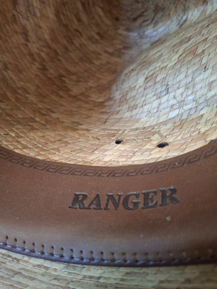 Turner Hat Company Ranger Straw Cowboy Hat 7 1/4 Size 58 With Leather ...